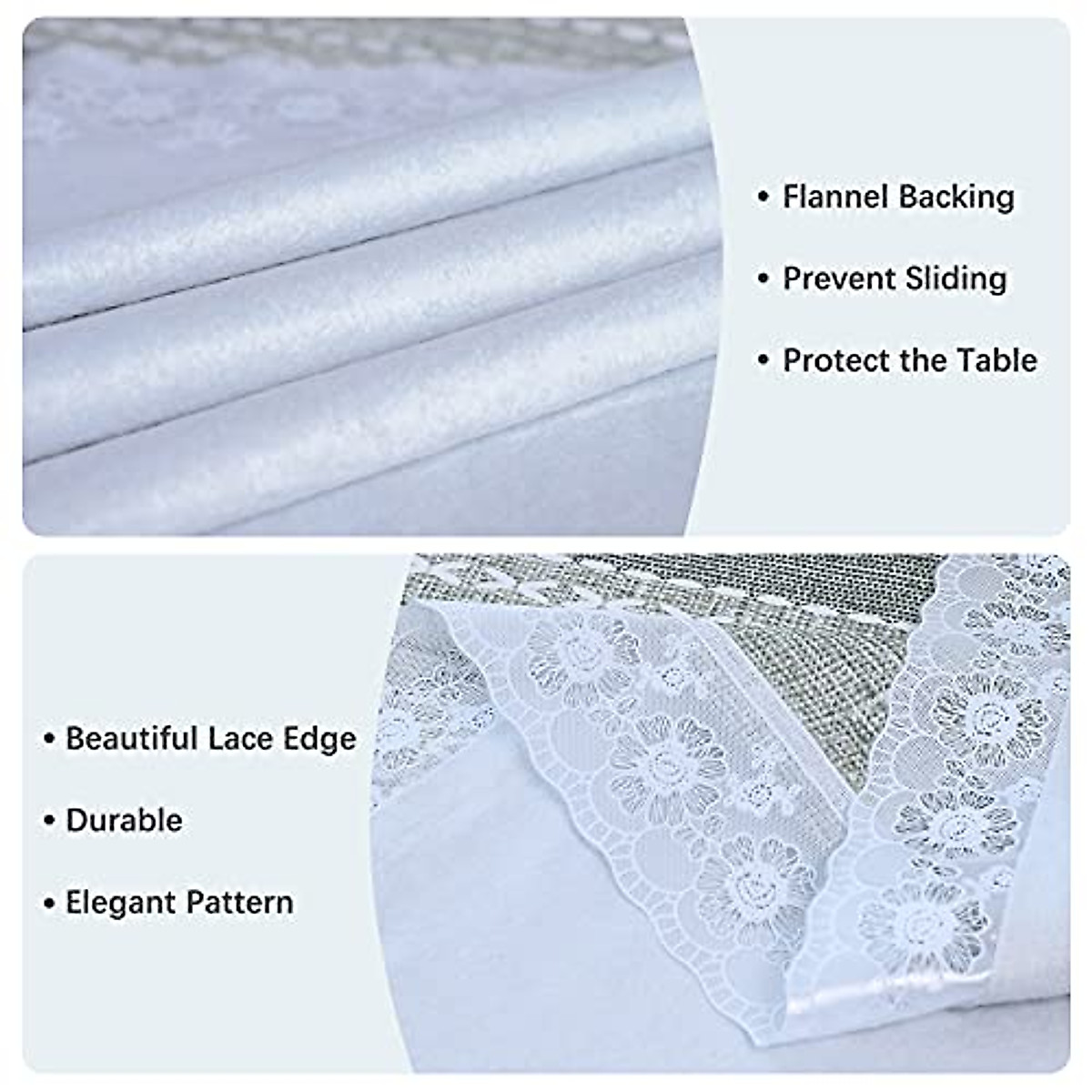 JUCFHY Vinyl Tablecloth with Flannel Backing,Plastic Waterproof Rectangular Tablecloths,Flannel Backed Table Cloth for Camping Dining Indoor & Outdoor,Durable Table Cover(Grey Stripes,52 x 72 Inch)