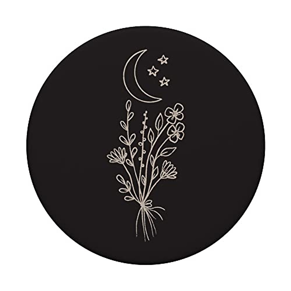 Tan Sand Beige - Boho Moon Wildflower Floral PopSockets Swappable PopGrip