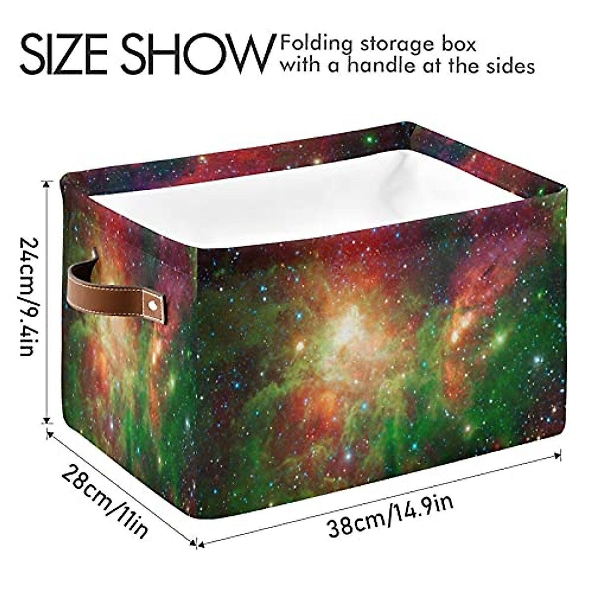TropicalLife Rectangular Storage Bin Cube Galaxy Star Space Nebula Foldable Organizer Basket with Handles, Collapsible Storage Box for Kids Toy Shelf Closet Nursery