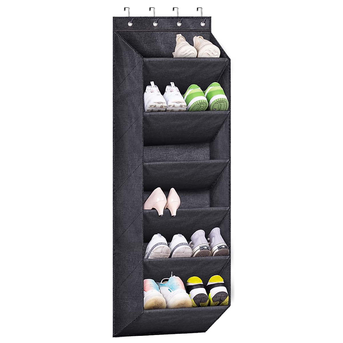 SLEEPING LAMB Shoe Rack for Door with Large Deep Pocket, Hanging Shoe Organizer for Closet Hanger, Dorm and Narrow Door Storage Shoe Holder, Black