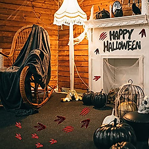 64 Pieces Halloween Dinosaur Footprints Stickers Vinyl Peel and Stick Dinosaur Floor Decals Removable Bloody Dinosaur Track Stickers Dino Footprints Wall Decals