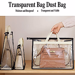 3 Pack Handbag Organizer Dust Cover Bag Transparent Anti-dust Purse Storage Bag for Hanging Closet with Zipper and Handle Space-saving Storage Bag( Handbag Storage)