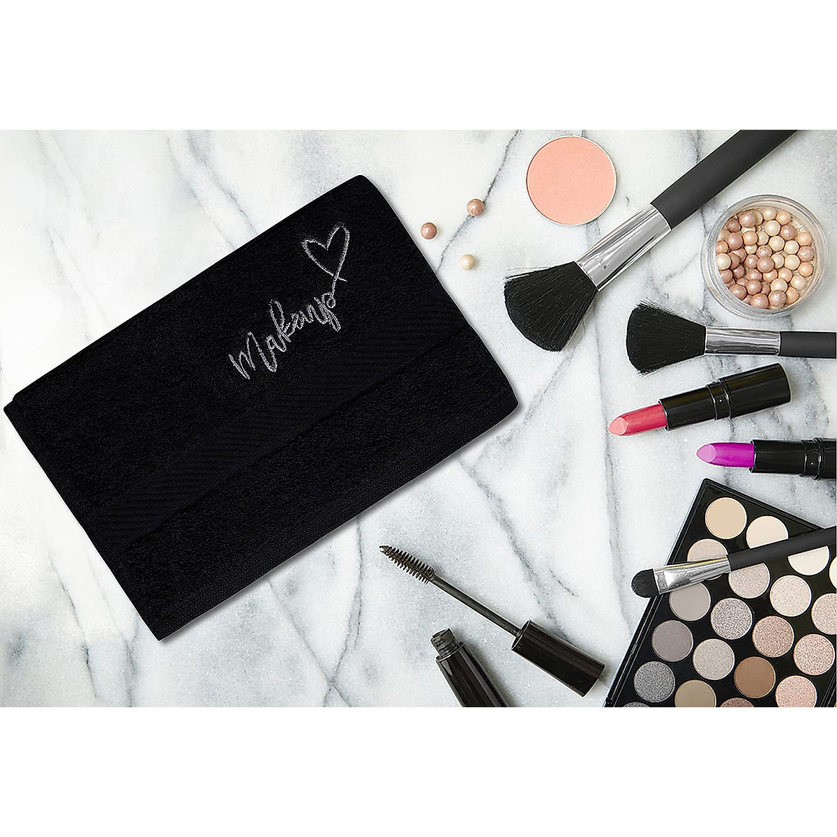 ZUPERIA Makeup Wash Cloths for Showering - 100% Cotton Lint-Free (12x12 Inches, Packof 6, Black) Medium Weight Face Wash Cloths, Multi-Purpose Wash Cloths for Bathroom, Hotel and Spa