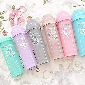 Twistshake Anti Colic Baby Bottles - Premium 330ml/11oz Bottles with 100ml Milk Storage Container for a Comfortable Feeding Experience for Baby Care - Pastel Pink