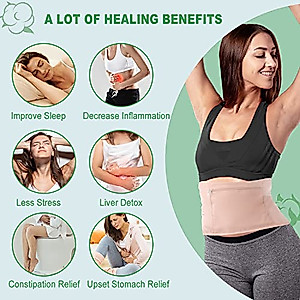 Castor Oil Pack, DEROWN Castor Oil Packs for Liver Detox, Less Mess Made of Organic Cotton Flannel & Waterproof PUL, Reusable Massage Castor Oil Pack Kit with Anti Oil Leak Design (Oil Not Included)