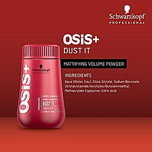 OSiS+ Dust It – Mattifying Volume Powder – long-lasting Hold, Strong Control and Separation – Matte Effect Texturizer Product for Wild Hair Styling and Volumizing, 0.35 oz