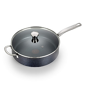 T-fal HeatMaster Nonstick Sauté Pan 12 Inch Induction Oven Broiler Safe 500F Cookware, Pots and Pans, Dishwasher Safe Black and Blue