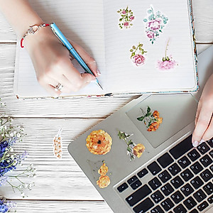 Floral Stickers,150PCS PET Transparent Floral Sticker Set,Cute Retro Floral Stickers Set for Making Diary Album DIY Art and Craft,for Laptop,Phone,Flower Gifts (As Shown)