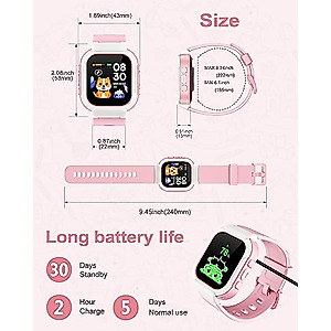 Cloudpoem Smart Watch for Kids Girls Boys, Kids Watch Fitness Tracker Watch with Pedometer Heart Rate Monitor Sleep Tracker Alarm Clocks Puzzle Games Calculator IP68 Waterproof, Kids Gift Pink
