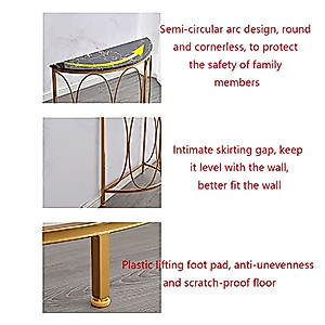 Coffee Table Wrought Iron Console Table by The Wall Table Golden Semicircular Storage Table Foyer Cabinet 31.4×11.8×31.4 Inches