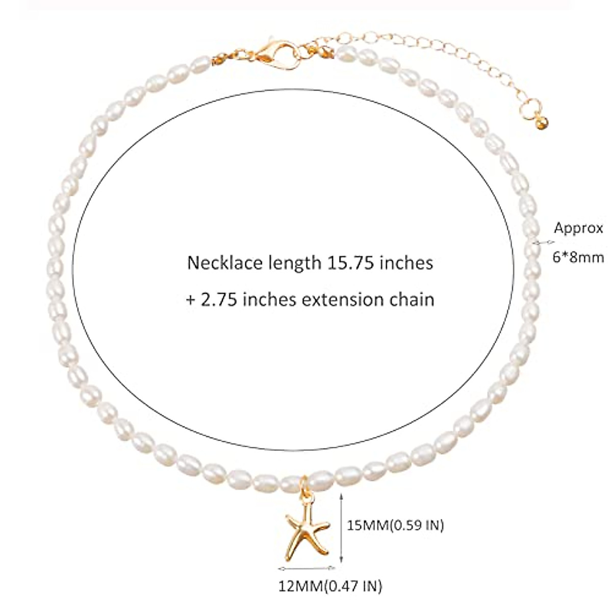 wgoud Natural Freshwater Pearl Beaded Choker Necklace for Women Teen Girls, Trendy Boho Handmade Beads Summer Fun Necklaces Jewelry Gifts (Necklace E)