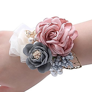 HXSCOO Prom Hand Flowers Red Best Man Wedding Boutonniere Men's Lapel Pin Groom Buttonhole Bride Mother Wristlet Corsage (Color : Wrist Flowers Wine)