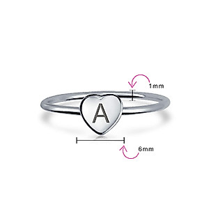 Tiny Minimalist Blank Plain Flat Heart Shape Initial Monogram Signet Ring For Teen For Women .925 Sterling Silver