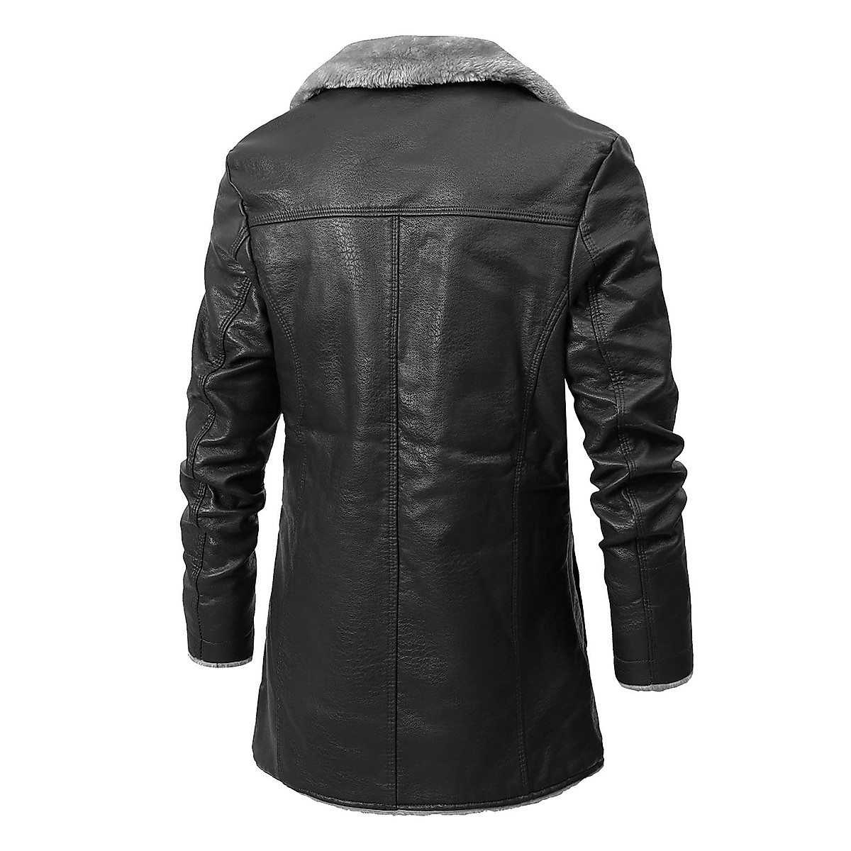 Hatop Men's Winter Fleece Jacket Sherpa Lined Faux Leather Jacket Warm Outwear Coat with Fur Collar, Black, 3X-Large
