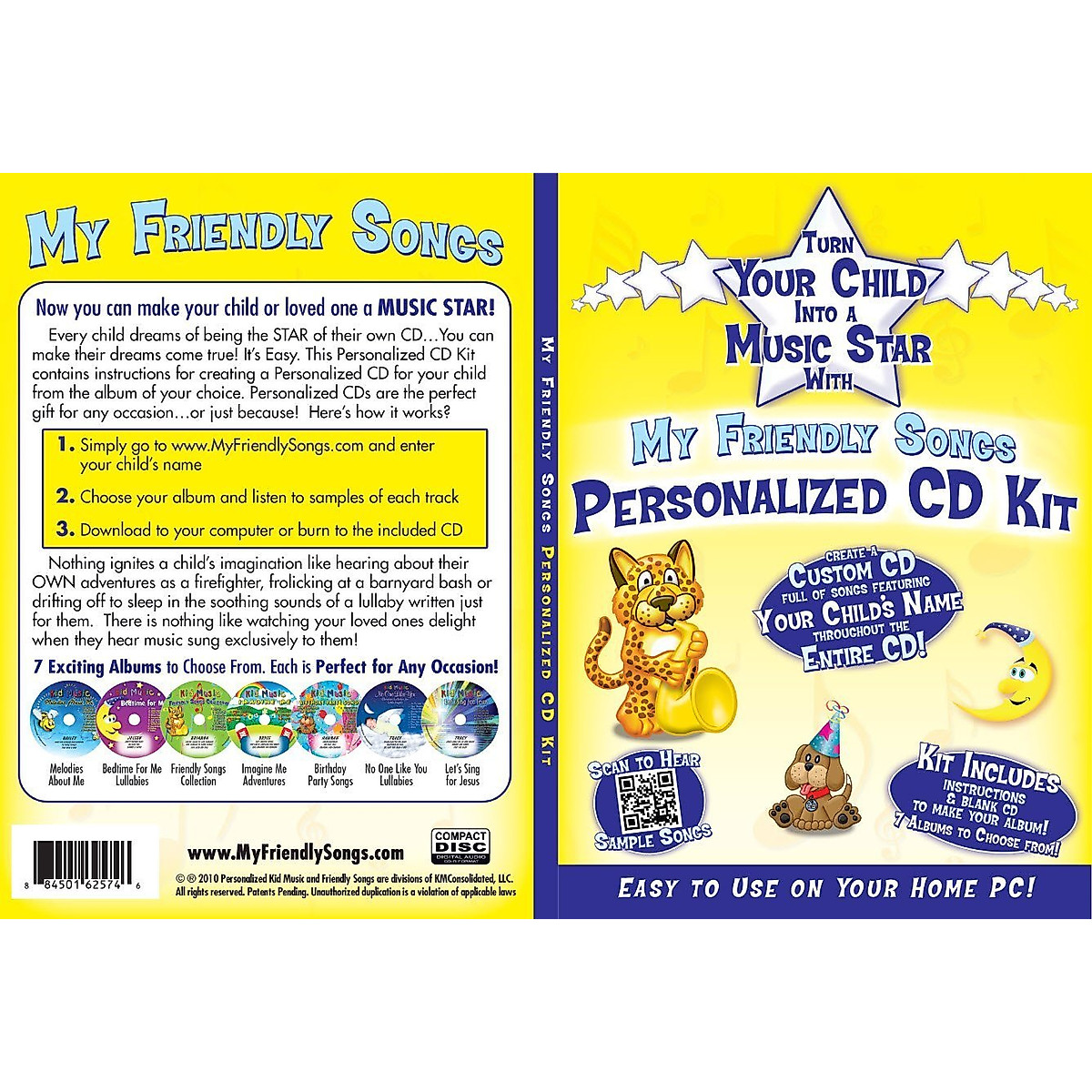 Friendly Songs Personalized Music Box CD Sings Your Child's Name