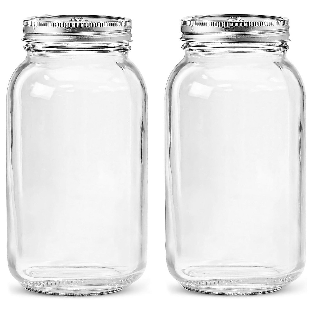 Regular Mouth Mason Jars 32 oz - (2 Pack) - Regular Mouth 32-Ounces Mason Jars With Ball Airtight lids and Bands - For Canning, Fermenting, Pickling, Freezing - Glass jar, Microwave & Dishwasher Safe