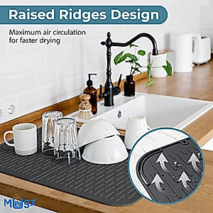 Large Silicone Dish Drying Mat for Kitchen Counter Size 20.5” x 17.7”, Eco Friendly Food Grade Drying Mat, Easy to Clean, Heat Resistant Hot Pot Holder, Dish Washer Safe