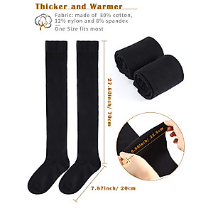 SATINIOR 3 Pairs Thigh High Socks Cotton Over Knee Socks Knit Long Boot Stocking, Black, Medium