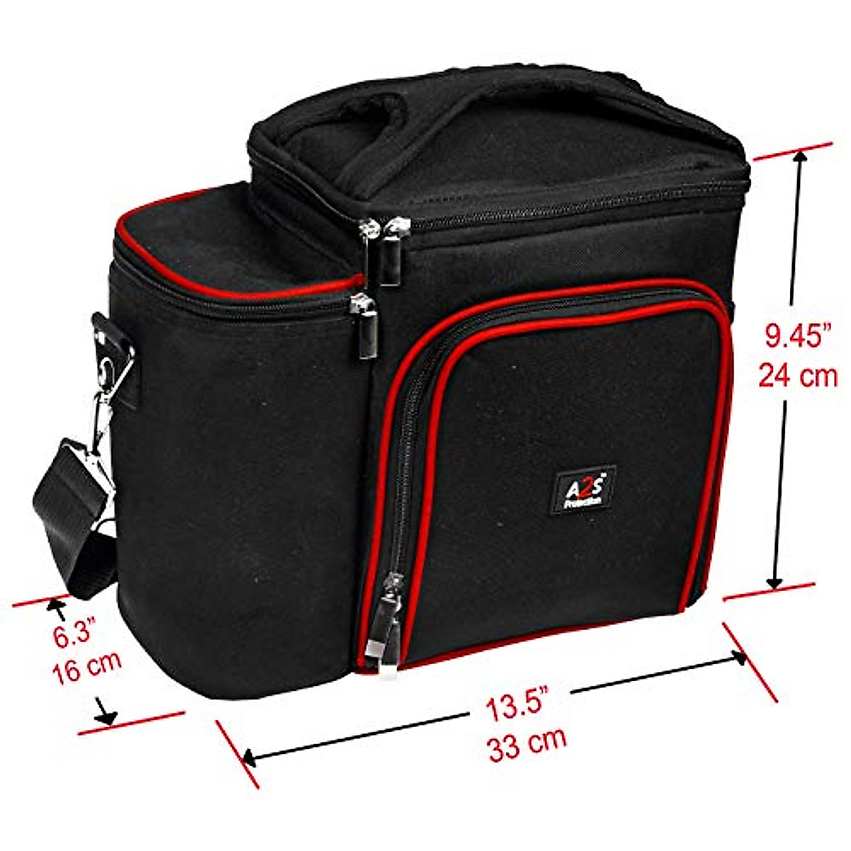 Large Meal Prep Lunch Box - Insulated Lunch Box For Women or Men - Perfect For Multiple Containers/Meals - Keep Food Cool and Organized - A2S Black/Red