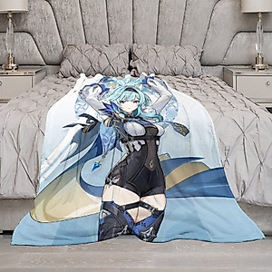 Dalicoter Game Genshin Impact Blanket Mondstadt EULA Anime Blanket 50"×40" Super Soft Flannel Throw Blanket Warm Winter Blanket Towel Blanket for Couch Kids Girls & Adults