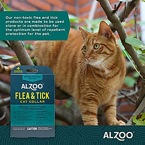 ALZOO Flea & Tick Cat Collar, Helps Repel Fleas, Ticks & Mosquitoes, 100% Plant-Based Active Ingredients, Phthalates and PVC Free, Up to 8 Months Protection, Pack of 2