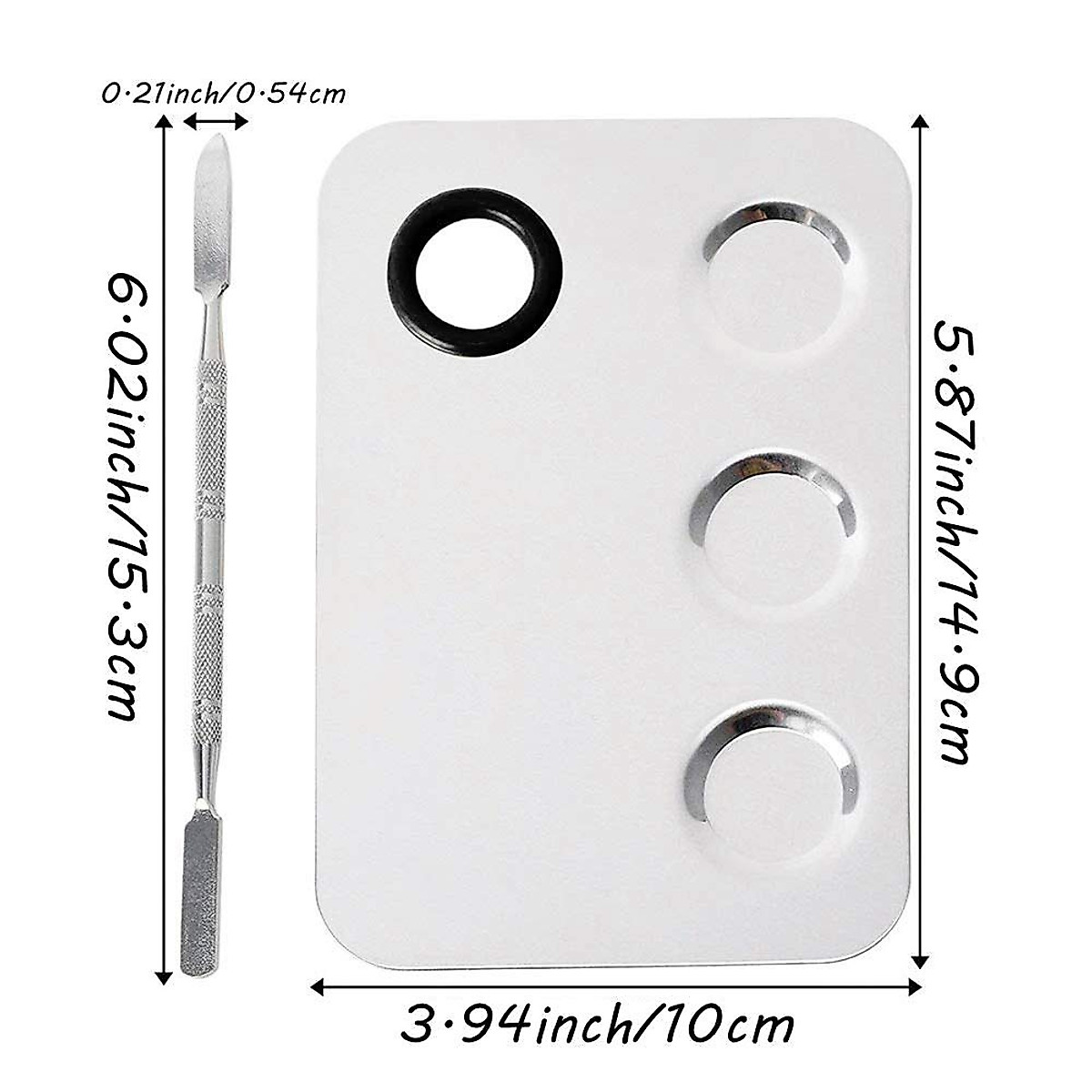 2 Pack Makeup Palette with Spatula, Stainless Steel 3-well Cosmetic Palette and Butterfly Makeup Palette, Nail-art Mixing Blending Makeup Tools for Eye Shadow, Eyelash, Lipsticks, Nail Art