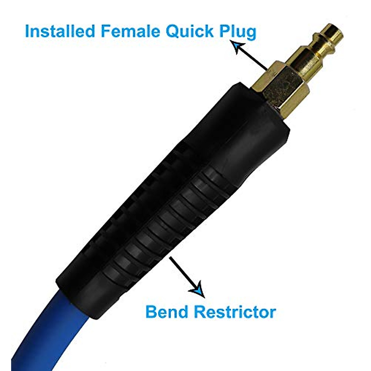 YOTOO PVC Air Hose 3/8-Inch by 25-Feet 300 PSI Heavy Duty, Lightweight, Kink Resistant with 1/4-Inch Industrial Quick Coupler Fittings, Bend Restrictors, Blue