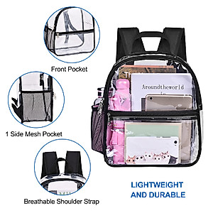 USPECLARE Clear Small Backpack Stadium Approved, Water proof Transparent Backpack for Work & Sport Event… (black)…