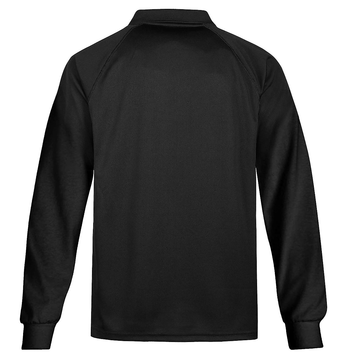 MOHEEN Men's Long Sleeve Moisture Wicking Performance Solid Golf Polo Shirt with Pocket (Black, X-Large)