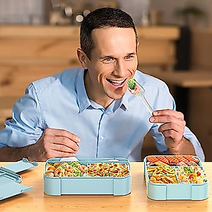 Cherrysea Stackable Bento Box Large Adult Lunch Container 6 Compartments Leakproof Kids Toddler Bento Lunch Box for School, All in One Pink Lunch Box with Adjust Divider for Office, Picnic - 1500ML