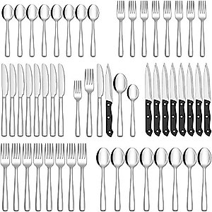 Hiware 72-Piece Silverware Set for 12, Stainless Steel Flatware Cutlery Set For Home Kitchen Restaurant Hotel, Mirror Polished, Dishwasher Safe