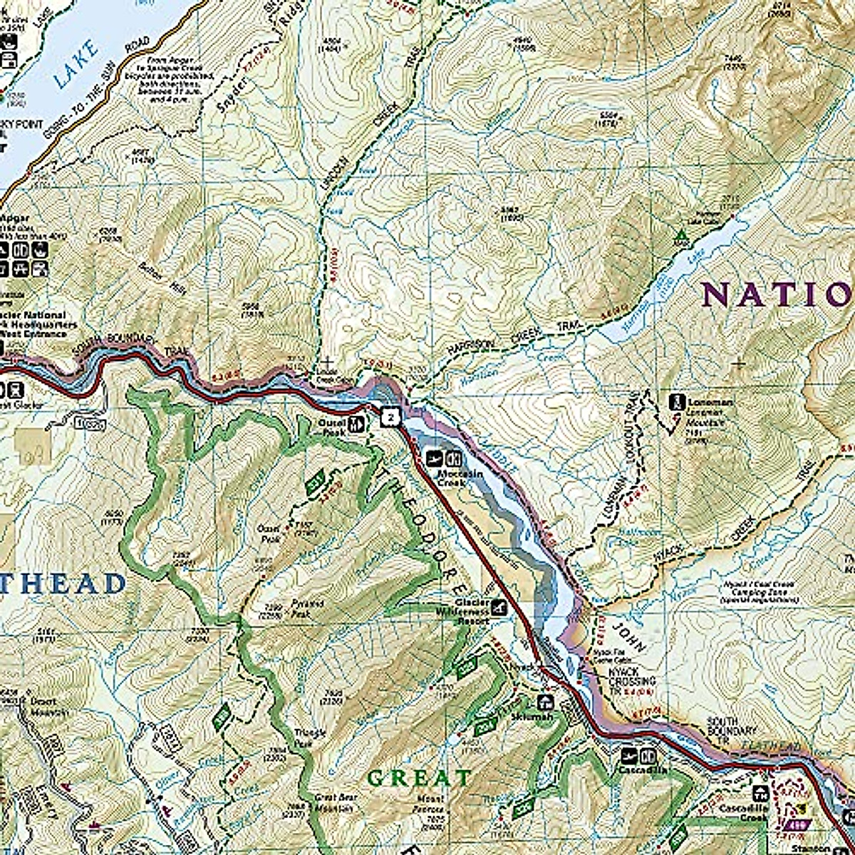 Glacier and Waterton Lakes National Parks Map (National Geographic Trails Illustrated Map, 215)