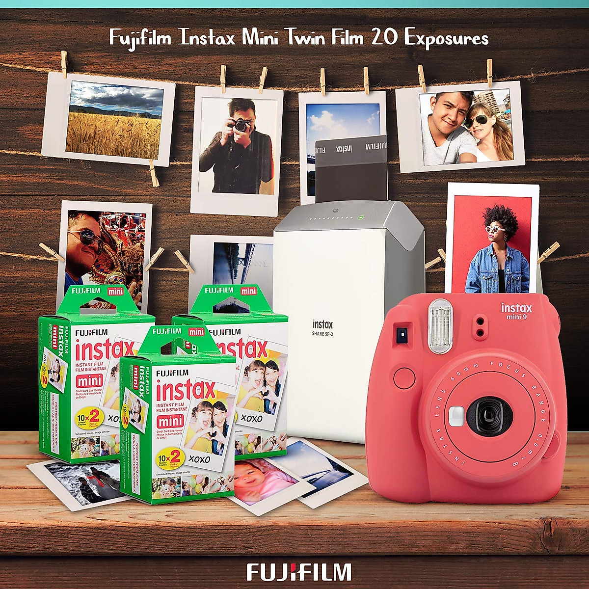 Fujifilm instax Mini 11 Instant Film Camera (Blush Pink) w/168 Piece Accessory Kit, x2 Instax Mini Instant Film (20 Exposures), Battery + Charger, Camera Case w/Strap, Selfie Lens & More