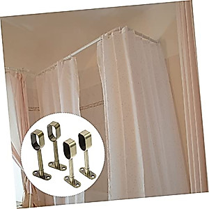 Cabilock 20 pcs Closet Tension Ceiling Shower Lever Support Clo Bar Steel Mounting for Hanger Fitting Organizer and Bracket Rod Holders Pipe Holder Open Curtain Bronzing End Close Towel