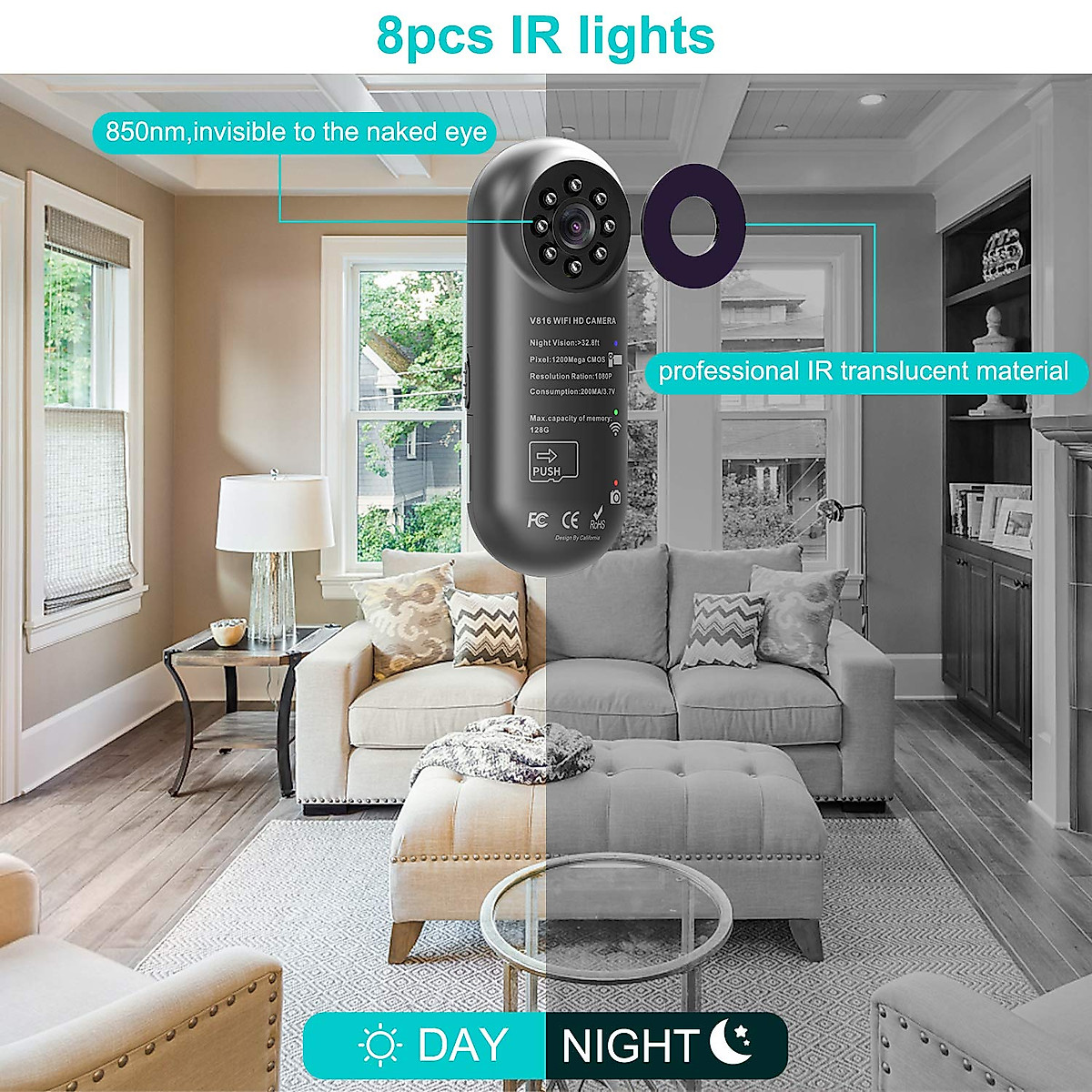 Hidden Spy Camera, 1080P WiFi Mini Camera Portable Wireless Security Cameras with 2 Lenses Motion Detection Night Vision Remote View for Home Surveillance Video Recorder Covert Nanny Cam(2021 Design)