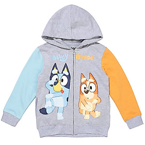 Bluey Bingo Big Boys Fleece Zip Up Hoodie Grey 10-12