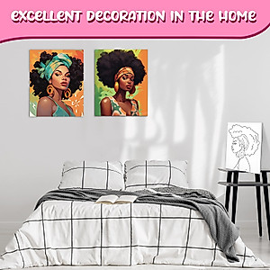 Sherr 20 Pcs Stretched Pre Drawn Canvas Afro Queen Black Art for Painting for Adults Outline Pre Drawn Stretched Cotton Canvas to Paint Party Set, 8 x 10''(Vivid)