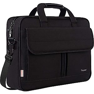 Taygeer Laptop Bag 15.6 Inch, Business Briefcase Gifts for Men Women, Water Resistant Messenger Shoulder Bag with Strap, Durable Office Bag, Carry On Laptop Case for Computer/Notebook/MacBook,Black