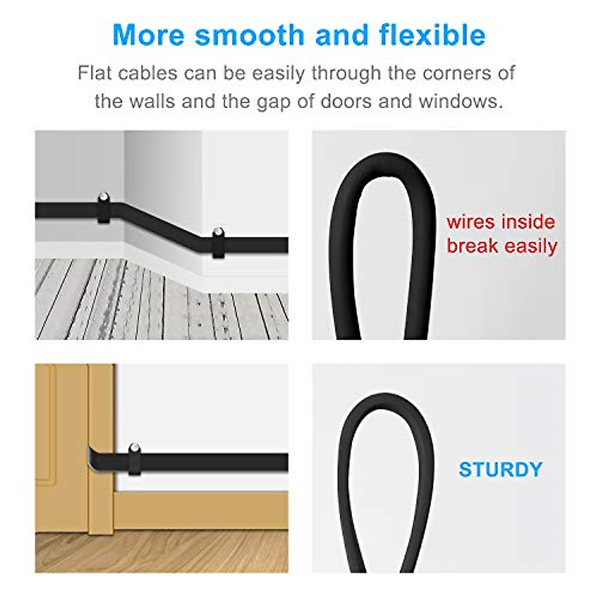 FASTSNAIL 26FT Extension Flat Charging Cable and Data Sync Cord Compatible with PS4/Xbox One Controllers, Kindle Fire, USB to Micro USB Power Cable Compatible with WyzeCam, WyzeCam V3, YI Cam etc.