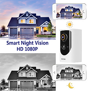 1080P Battery Home Security Camera System, Wire-Free Outdoor Security Camera System, Security Camera Outdoor Wireless WiFi, IP65 Waterproof, HD Night Vision，2-Way Audio(for iOS and Android) (White)