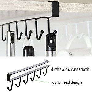 UEUORF 3PCS 6 Hook Under Cabinet Mug Hanger, Mug Hook Hanger Under Shelf,Cups Storage Rack Drilling Free Coffee Cups Holder Kitchen Belts Scarf Hanging Hooks Rack (White)