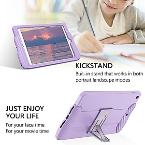 GUAGUA Case for iPad 10.2-Inch (9th/8th/7th Generation), iPad 10.2 2021/2020/2019 Lightweight Non-Slip Grip Gamepad Shockproof Rugged Protective Tablet Case with Kickstand for Kids Girls Women, Purple