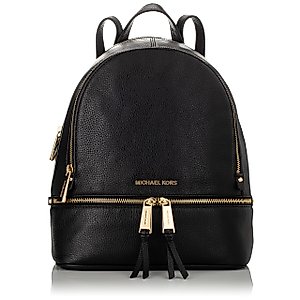 Michael Kors Rhea Zip Medium Leather Backpack, Black