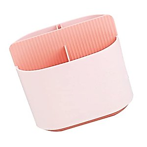 Luxshiny Kitchen Utensil Holder 4 Compartments Kitchen Countertop Organizer Cooking Utensil Caddy with Drainage Hole for Countertop Pink