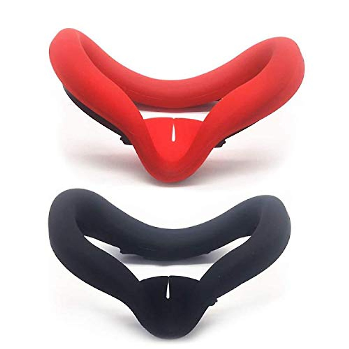VR Face Silicone Interfacial Cover Face Cushion for Oculus Quest 2， VR Headset Sweatproof Lightproof Anti-Leakage Accessories for Oculus Quest 2 (Black+Red)