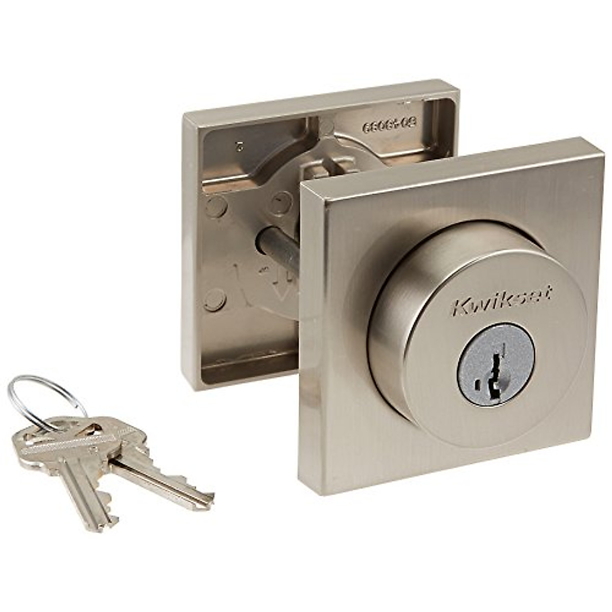 Kwikset 158 Square Single Cylinder Deadbolt featuring SmartKey, Satin Nickel