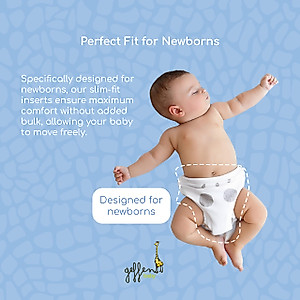 Geffen Baby Newborn Super Absorbers Cloth Diaper Inserts - 3 Pack | 5-Layer Reusable Booster Pads for Heavy Wetters, Overnight Diapering, and Naps | Slim Fit for Newborns