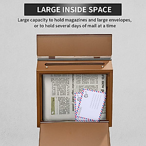 Yoocabinet Mailbox Wall Mount,Large Capacity Locking Mailbox for Outside,Galvanized Steel Cover and Rust-Proof Metal Post Box L Brown