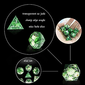 Polyhedron Dice Set of DND Resin Dice Set Green Dice Set D&D Skull Dice Dungeons and Dragons Dice of D&D Sharp Edge Dice RPG Dice of Dice Game