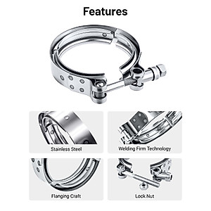 EVIL ENERGY 3.0 Inch V Band Clamp for Flange Kit Stainless Steel 2PCS (No flanges)